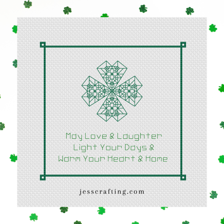 Crafting Traditions: Free Clover and Irish Blessing Blackwork Pattern - Jess Crafting