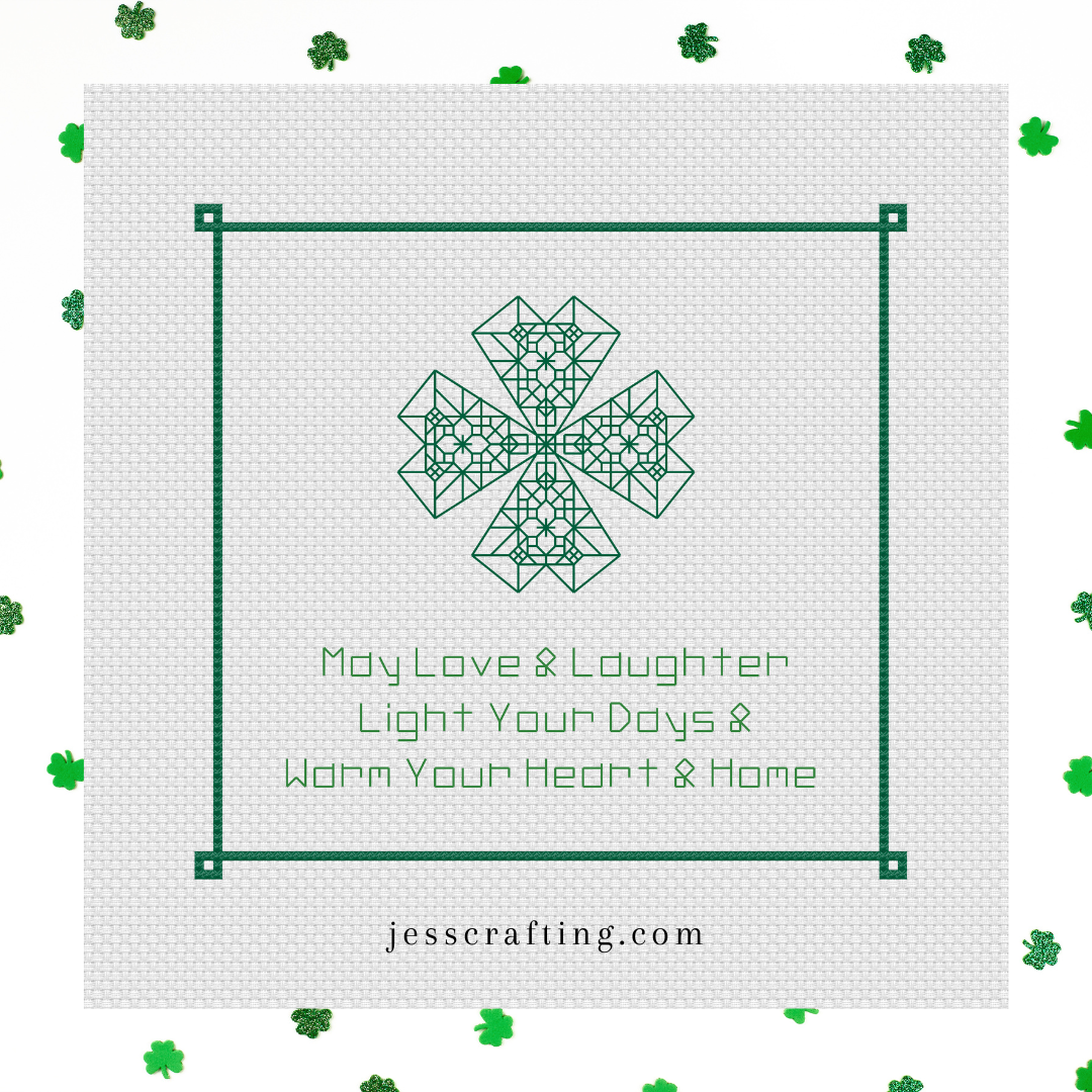 Crafting Traditions: Free Clover and Irish Blessing Blackwork Pattern - Jess Crafting