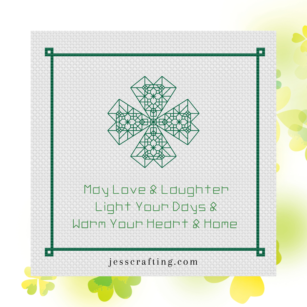 Crafting Traditions: Free Clover and Irish Blessing Blackwork Pattern - Jess Crafting