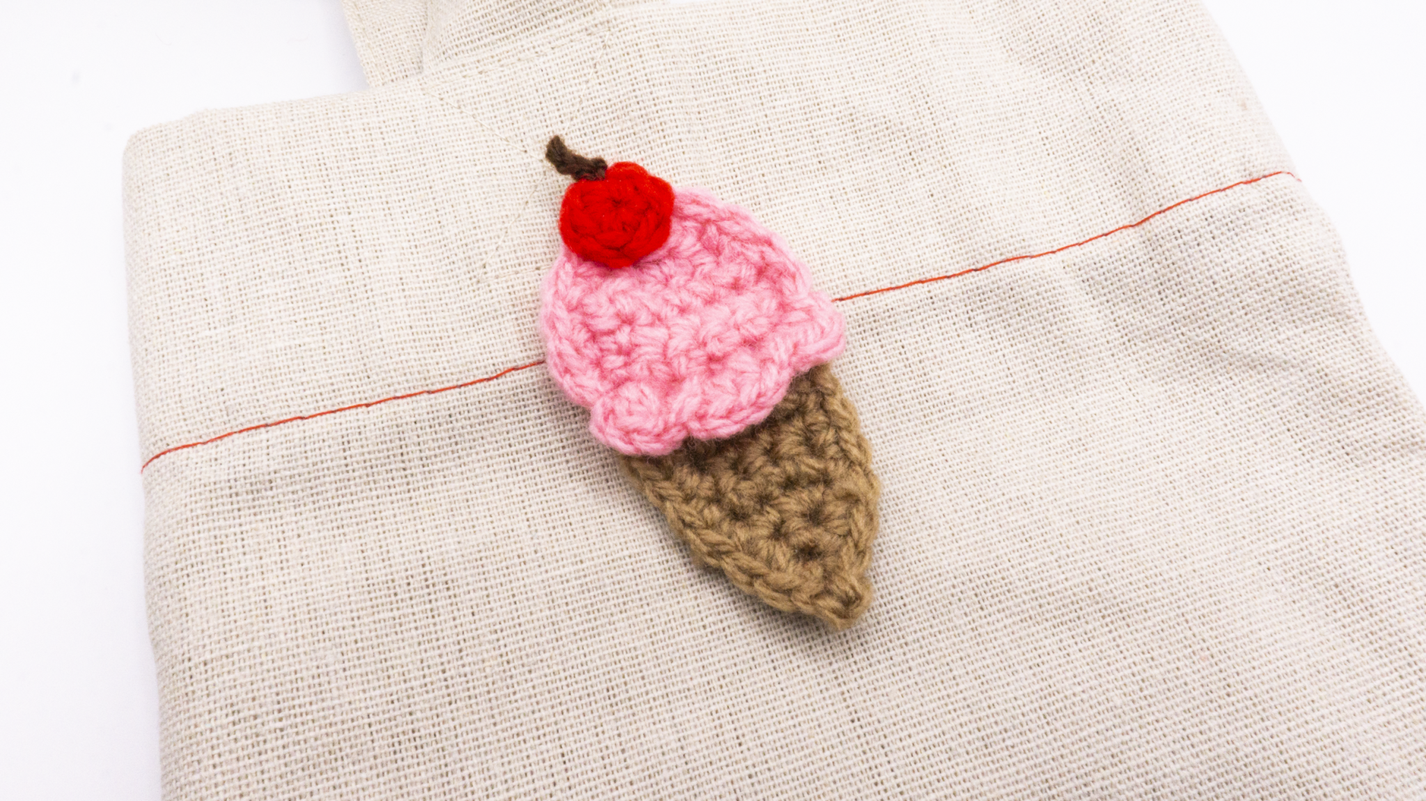 Crochet Ice Cream Cone Pin Pattern - Free Crochet Pattern - Jess Crafting