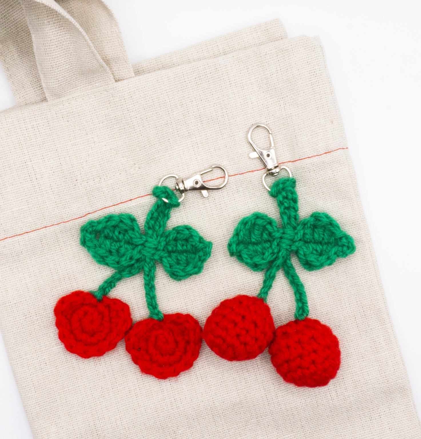 Crochet Cherry Bag Charm Pattern - Free Pattern - Crochet Summer Fruits ...